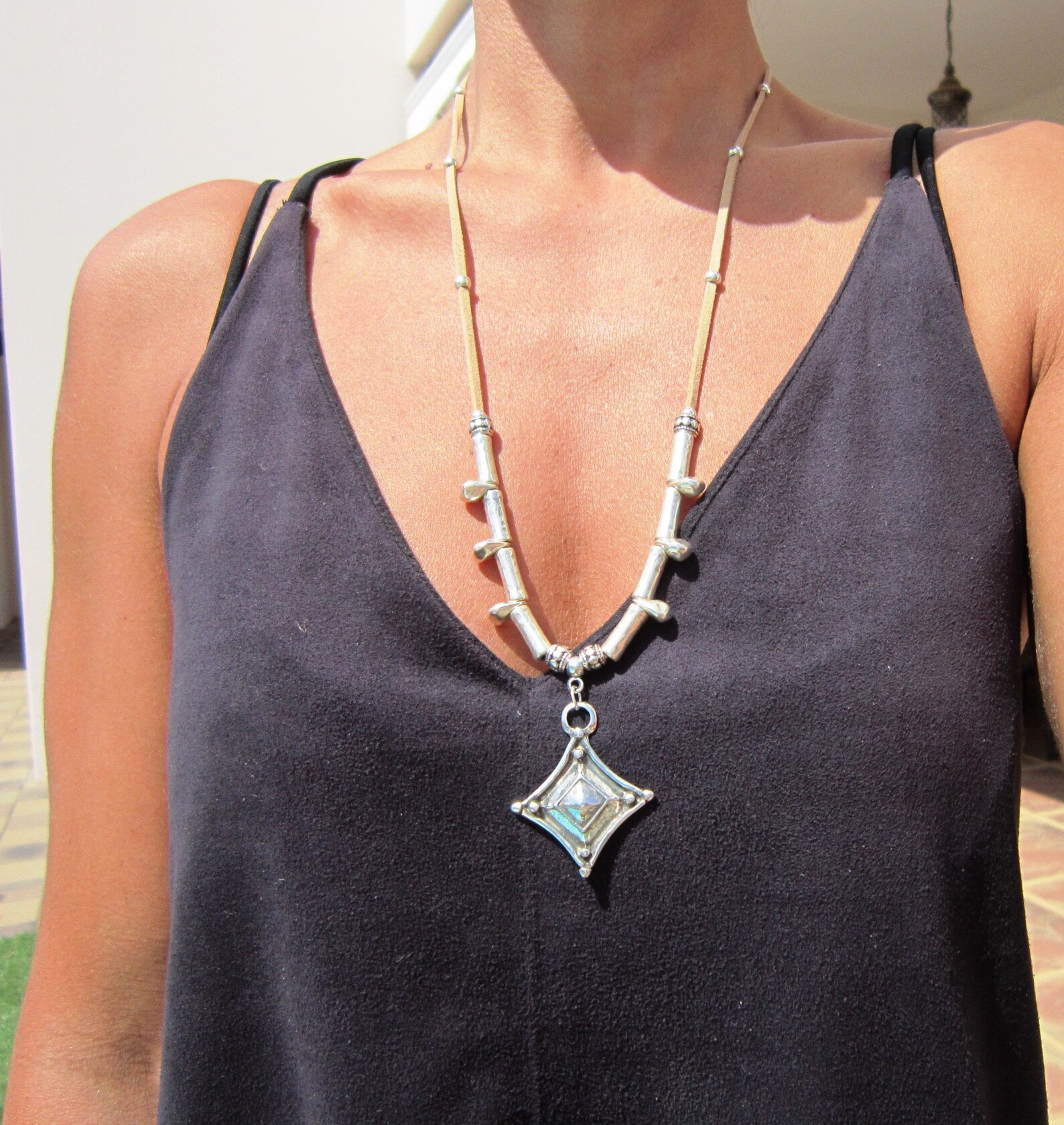 Long Statement Pendant Necklace Beaded Necklaces for Women - Etsy