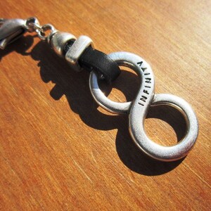 Infinity Keychain, Leather Keychain Zipper Pulls, Silver Keychain ...