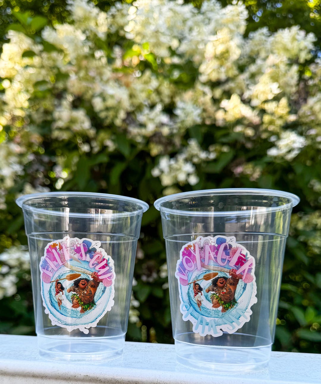 Custom Moana-inspired Cups With Name Stickers – Island Adventure Party ...