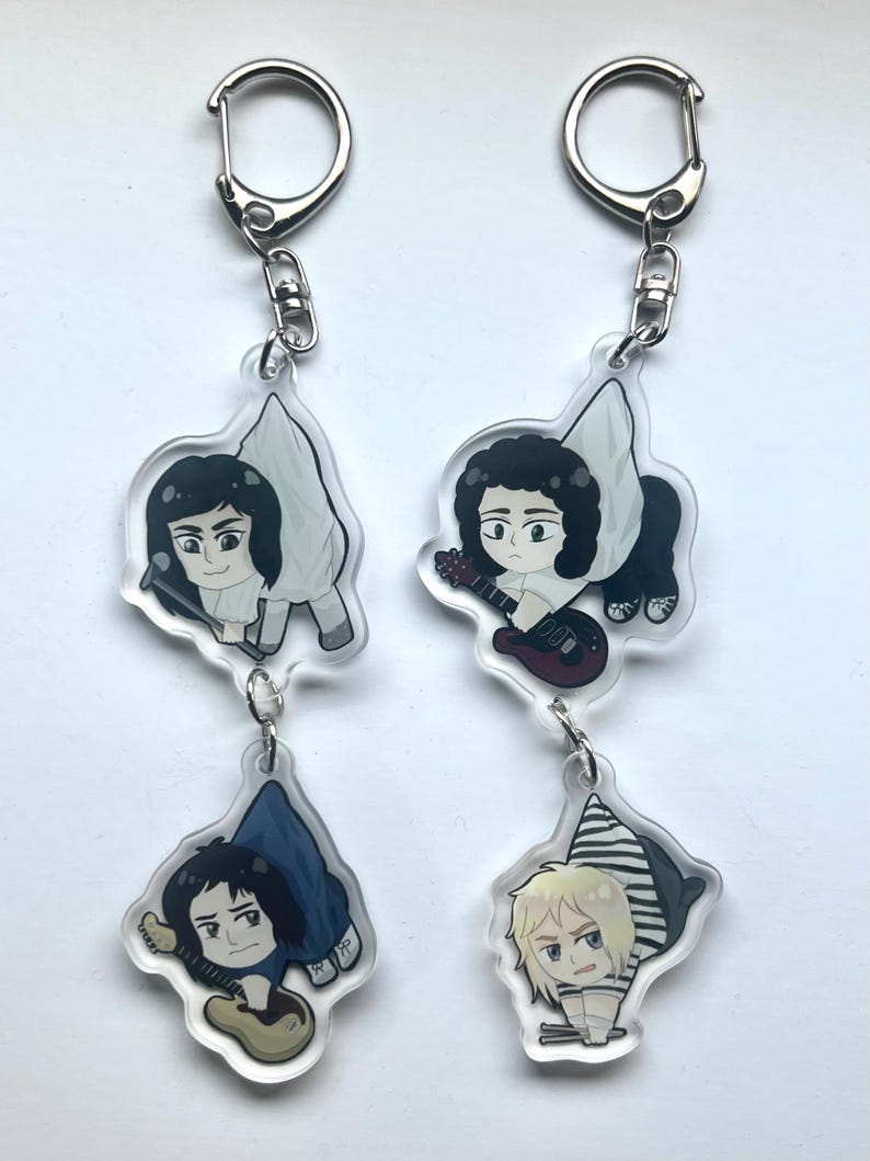 Queen Chibi Keychains. Freddie Mercury, John Deacon, Roger Taylor ...