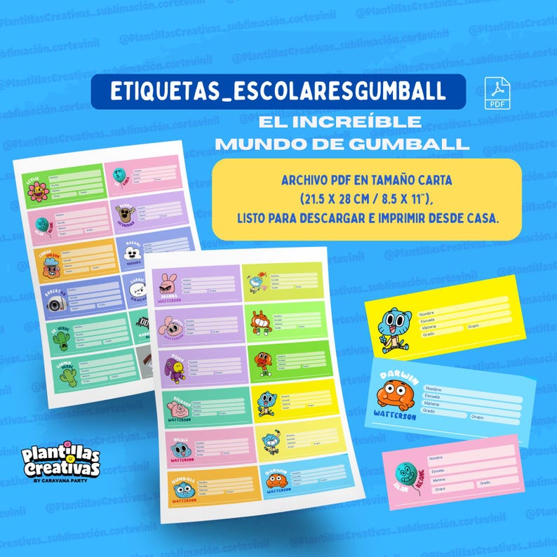 The Amazing World of Gumball: Printable School Label Templates for ...
