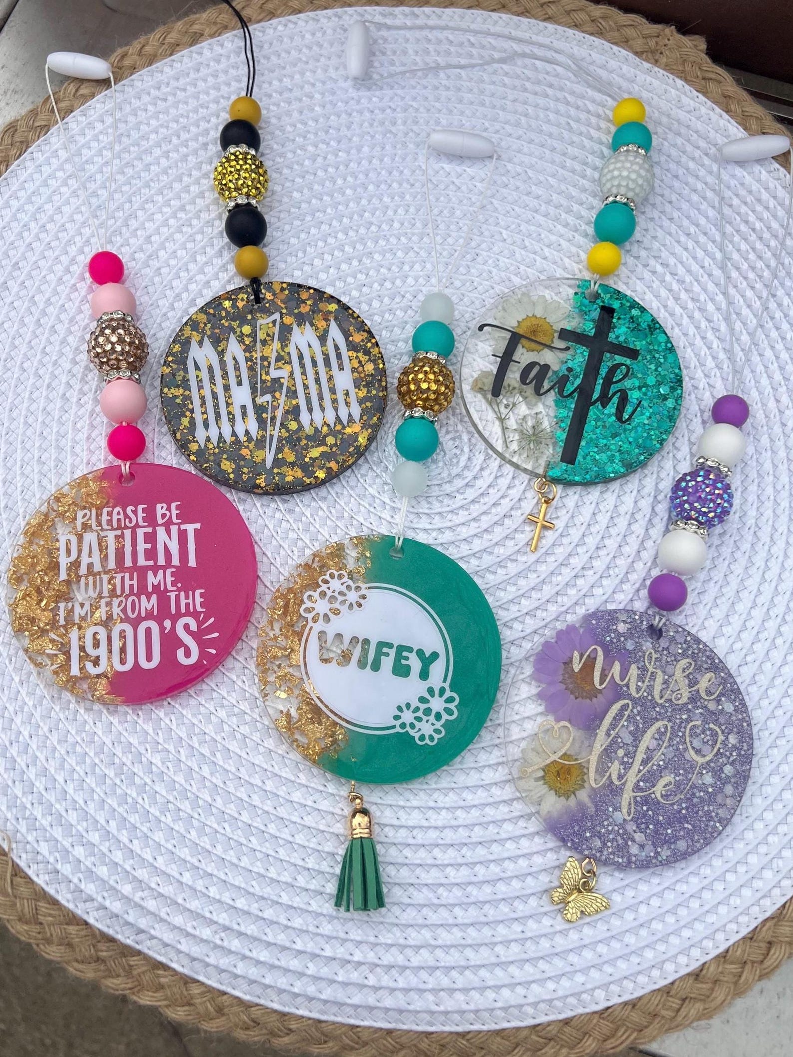 Beaded Resin Glitter Car Charms, Sun Catcher, Car Accessory - Etsy