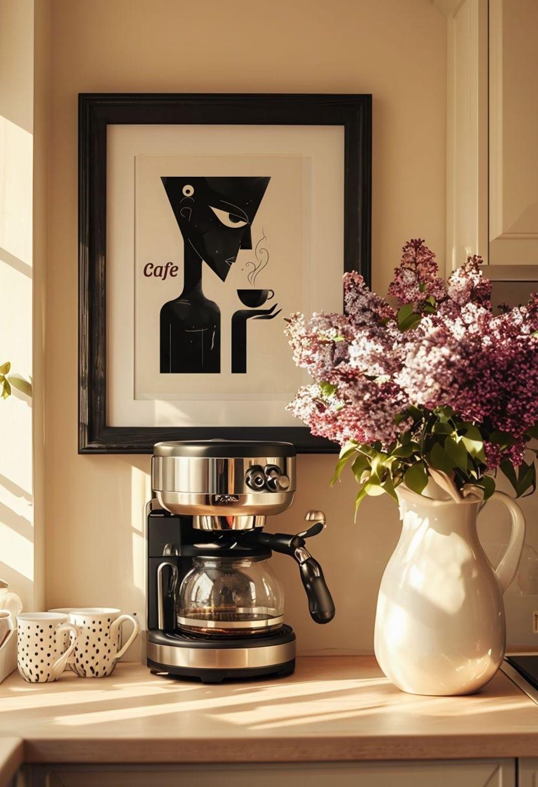 Modern Kitchen Print, Coffee Bar Wall Art, Black White Cafe Decor, Minimalist Restaurant Art ...