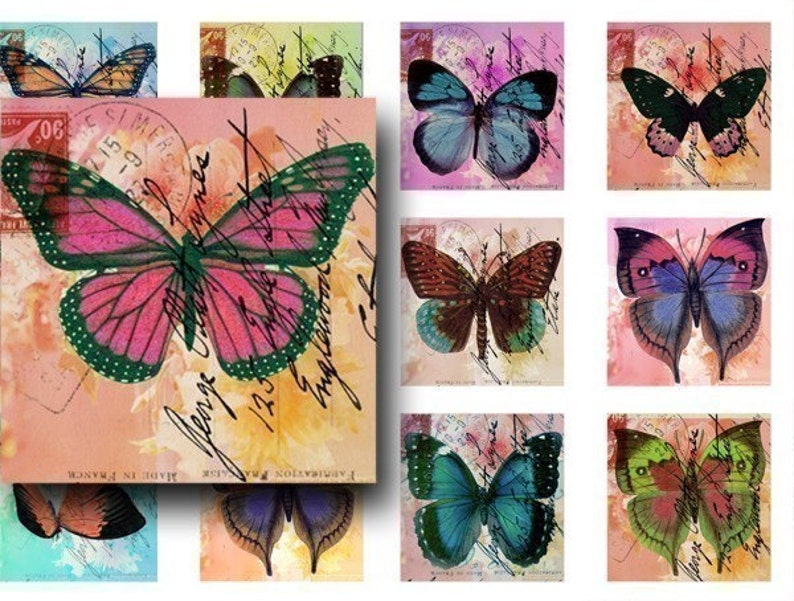 48 Butterfly Images 1 Inch Square Images, Craft Supply,pendant ...