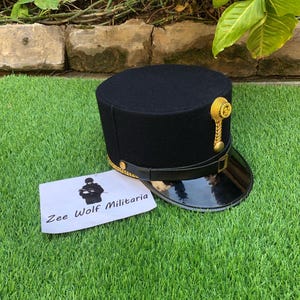 French Napoleonic Style Military Kepi Hat - Black Wool & Gold Emblem ...