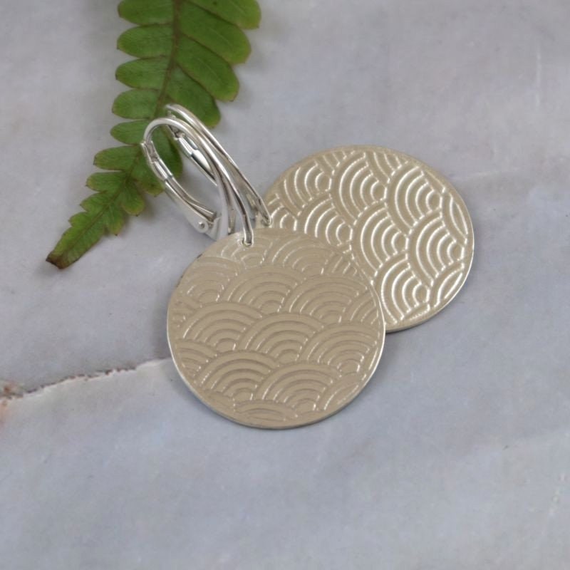 Silver Circle Earring, Pattern Jewelry, Textured Silver - Etsy