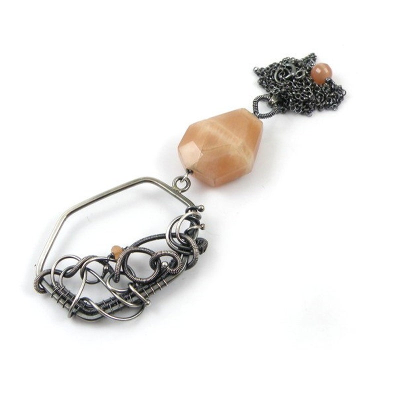 Wire Wrap Necklace, Geometric Modern Jewelry, Sterling Silver Jewelry ...