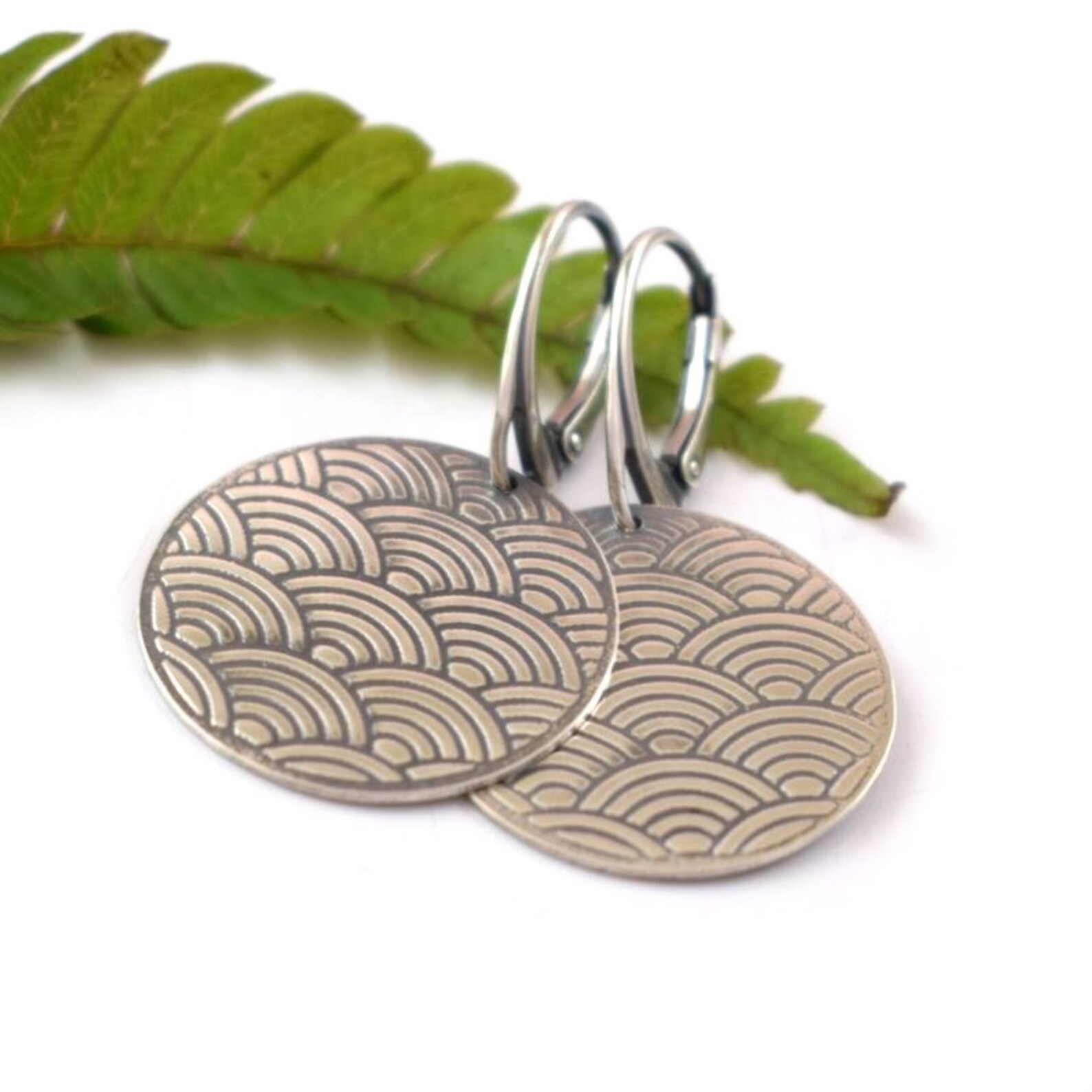 Silver Circle Earring, Pattern Jewelry, Textured Silver - Etsy