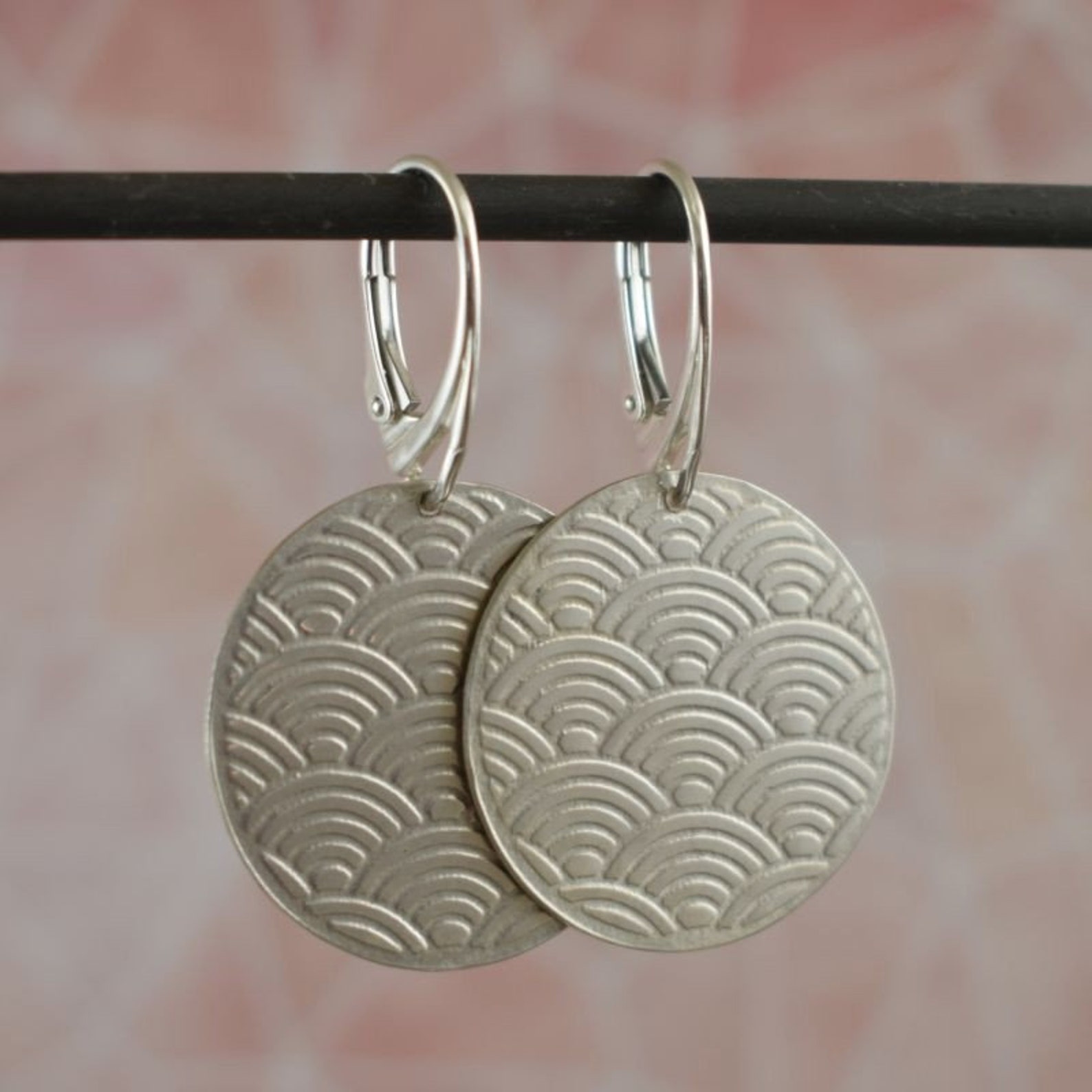 Silver Circle Earring, Pattern Jewelry, Textured Silver - Etsy