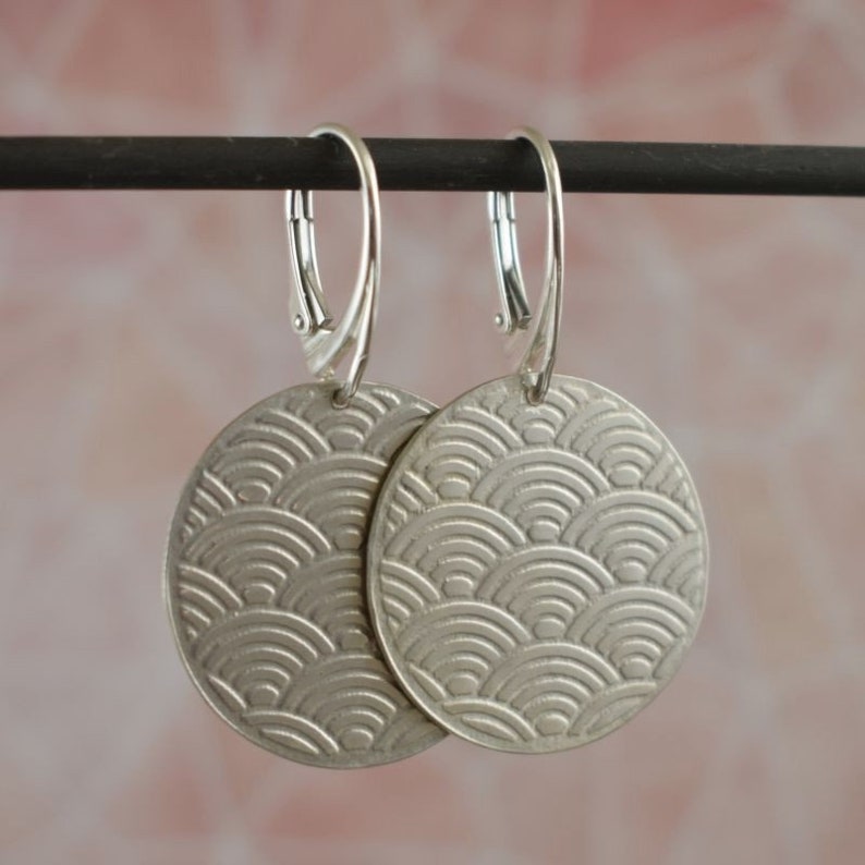 Silver Circle Earring, Pattern Jewelry, Textured Silver - Etsy