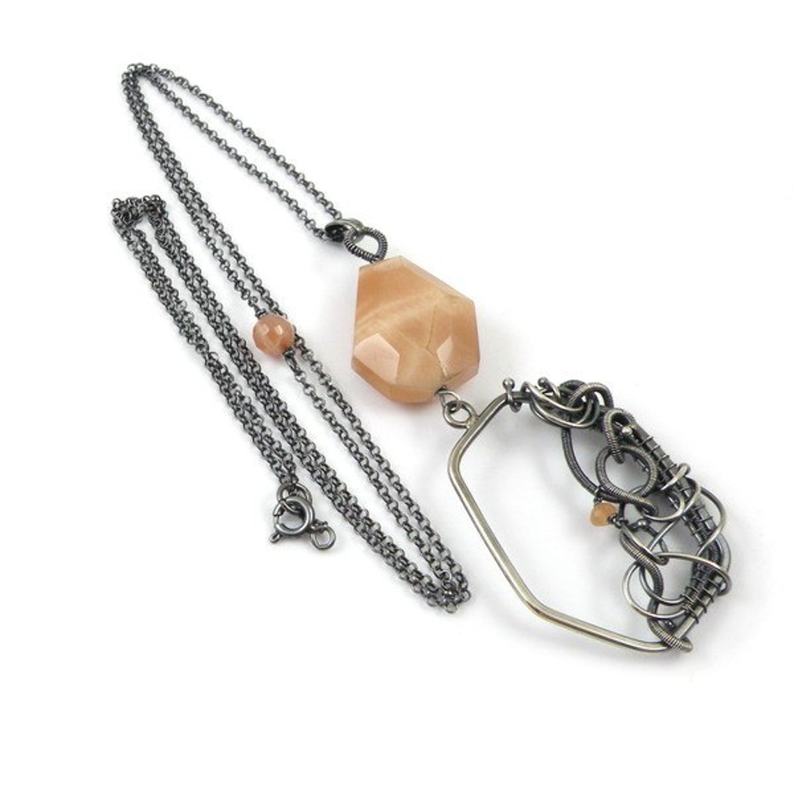 Wire Wrap Necklace, Geometric Modern Jewelry, Sterling Silver Jewelry ...