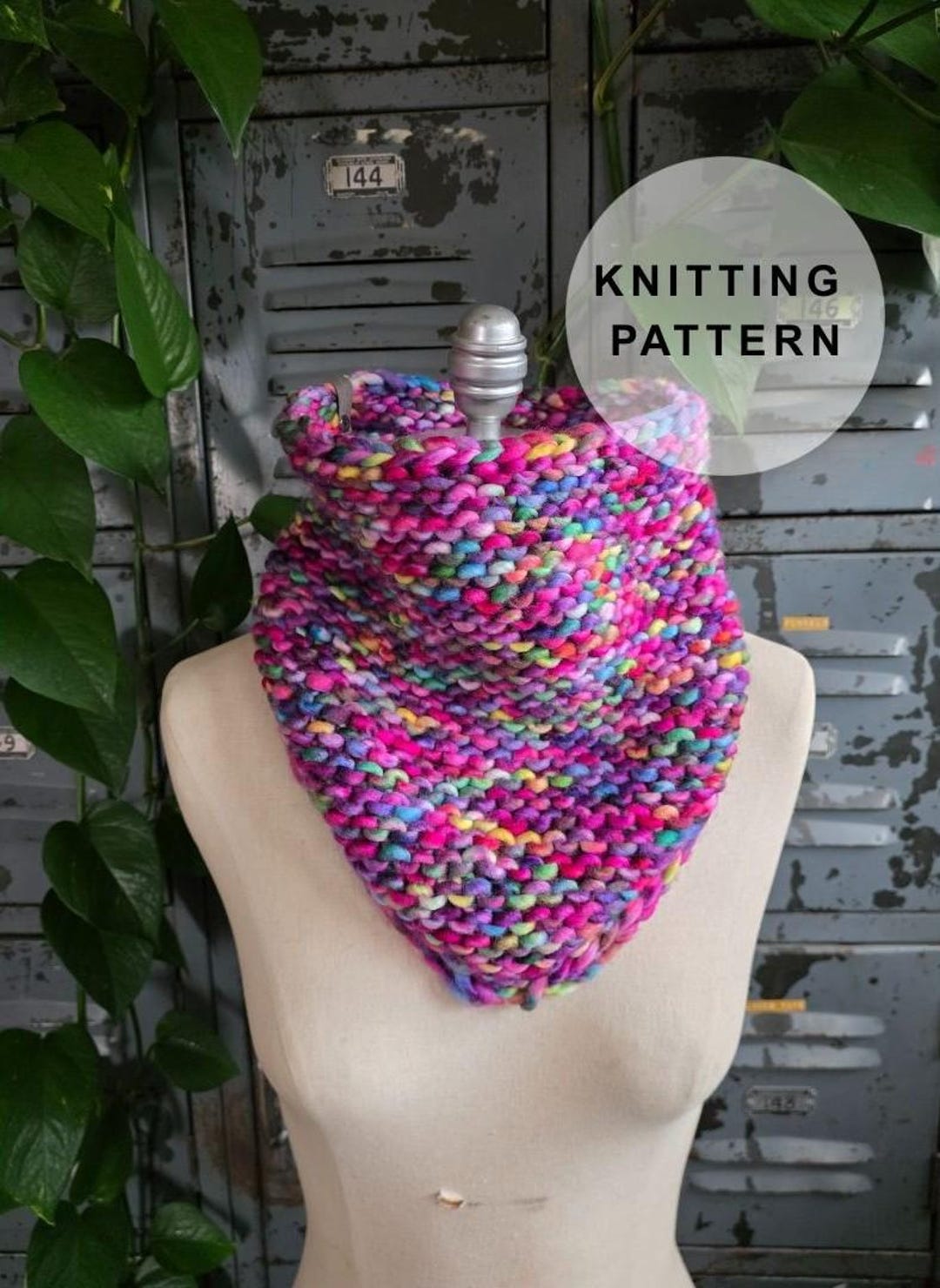 KNITTING PATTERN - the Pebble Beach Bandana Cowl, Super Bulky Knit Neck ...