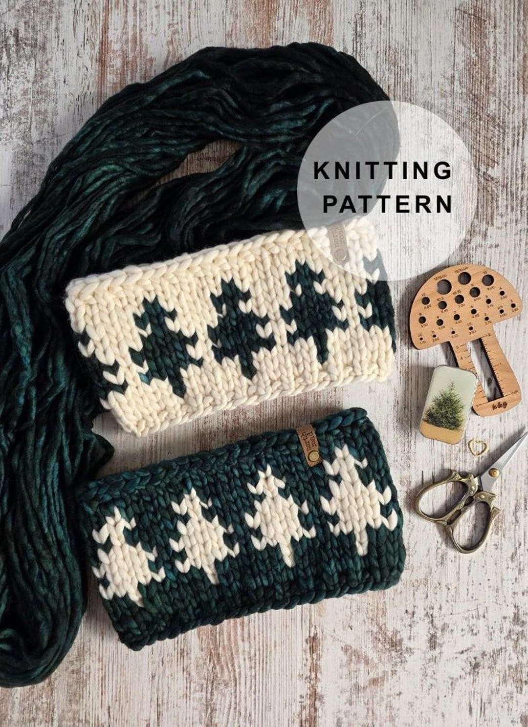 KNITTING PATTERN - Just Trees Headband, Super Bulky Knit Headband ...