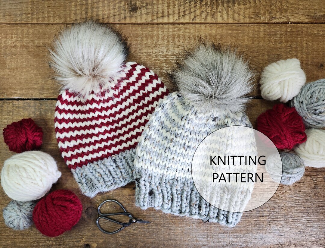 KNITTING PATTERN - the Sugar Twist Hat, Jogless Stripes Knit Hat, Super ...