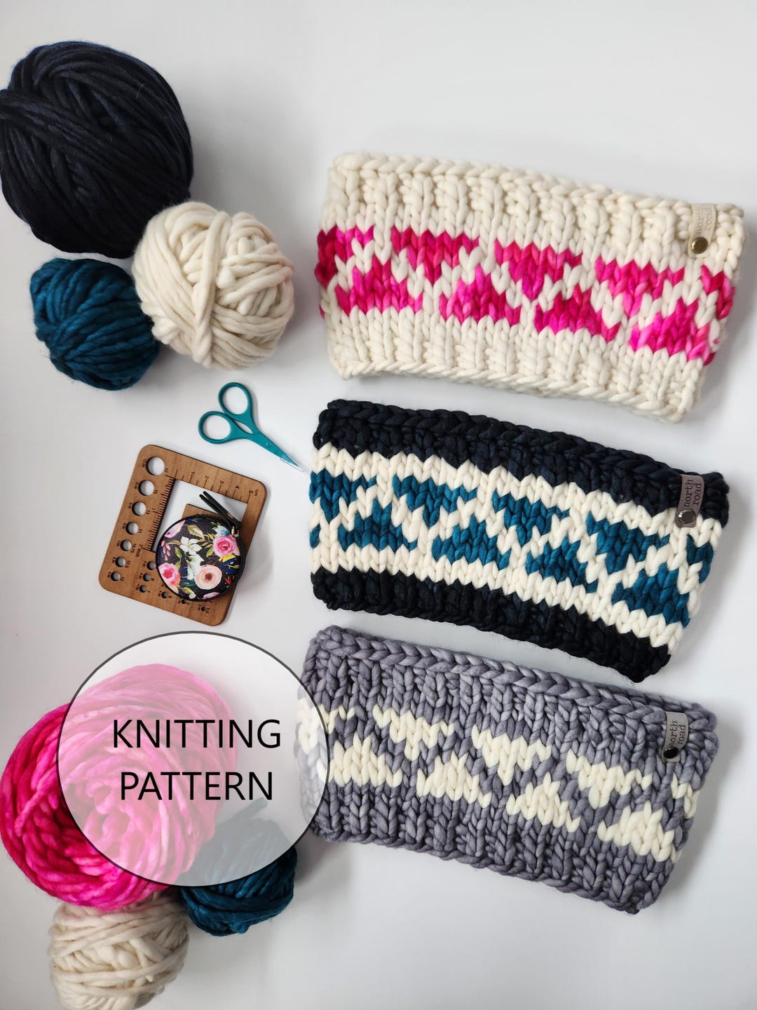 KNITTING PATTERN - Tensegrity Headband, Super Bulky Knit Headband ...