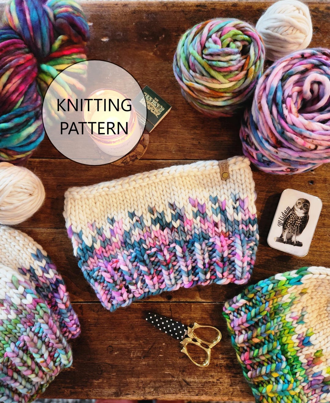 KNITTING PATTERN - the Dancing Lights Cowl, Super Bulky Knit Neck Scarf ...