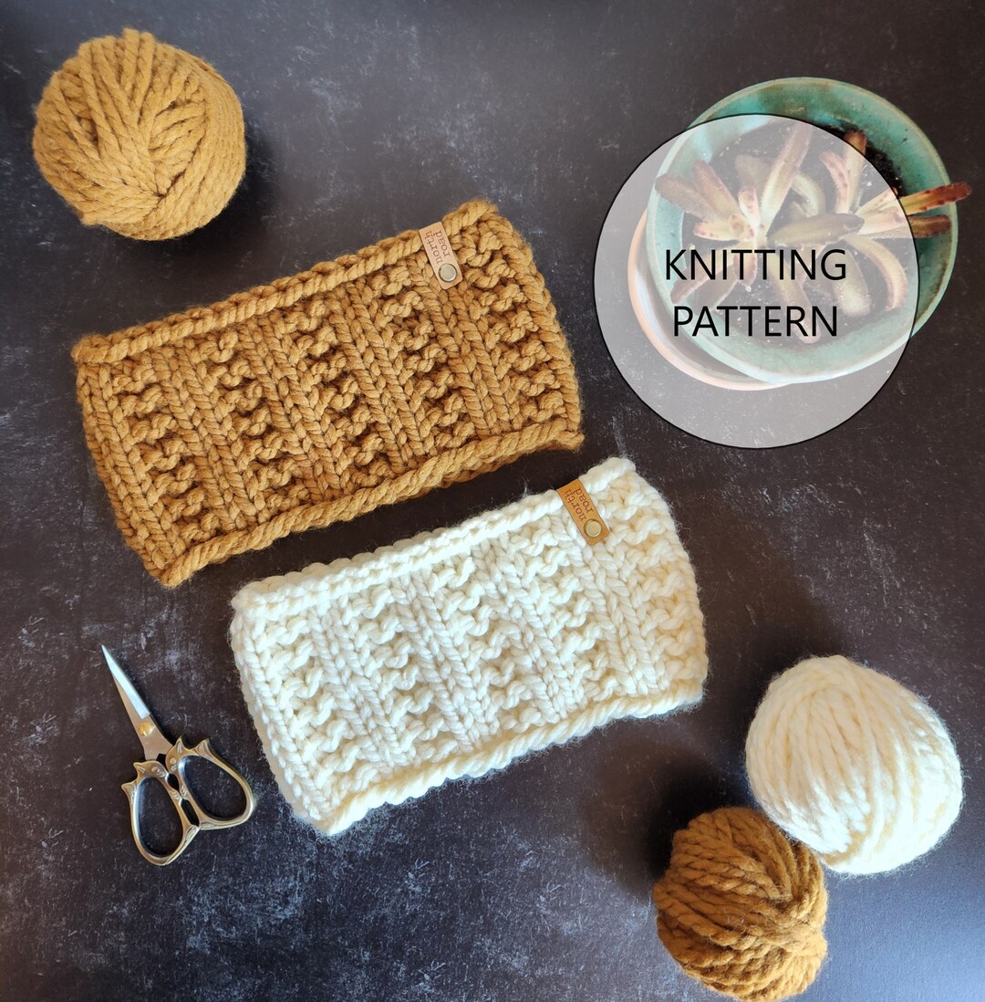 KNITTING PATTERN - Trailside Headband, Easy, Beginner Super Bulky Knit ...