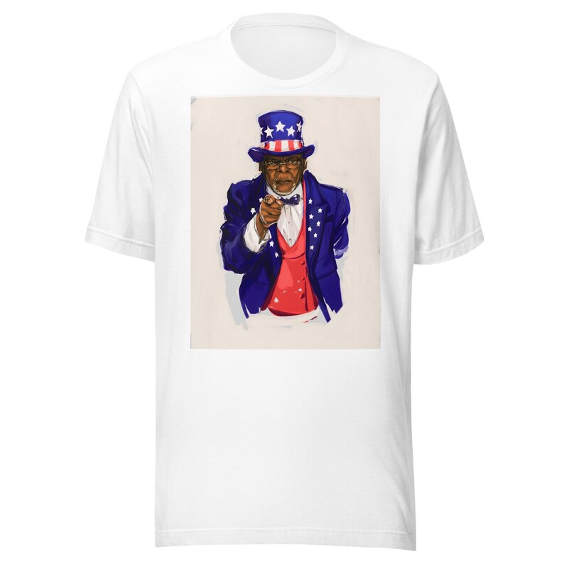 Uncle Sam With Background WHITE T-shirt - Original High Quality - Etsy