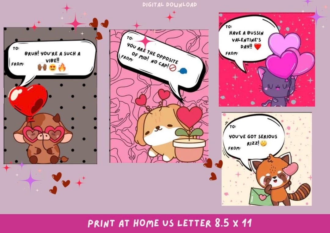 Kids Valentine Cards Printable | Modern Classroom Valentines | Print at ...
