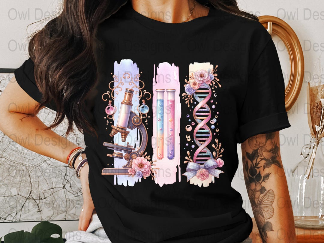 Science Sublimation PNG, Microscope Test Tubes DNA Art Digital Download ...