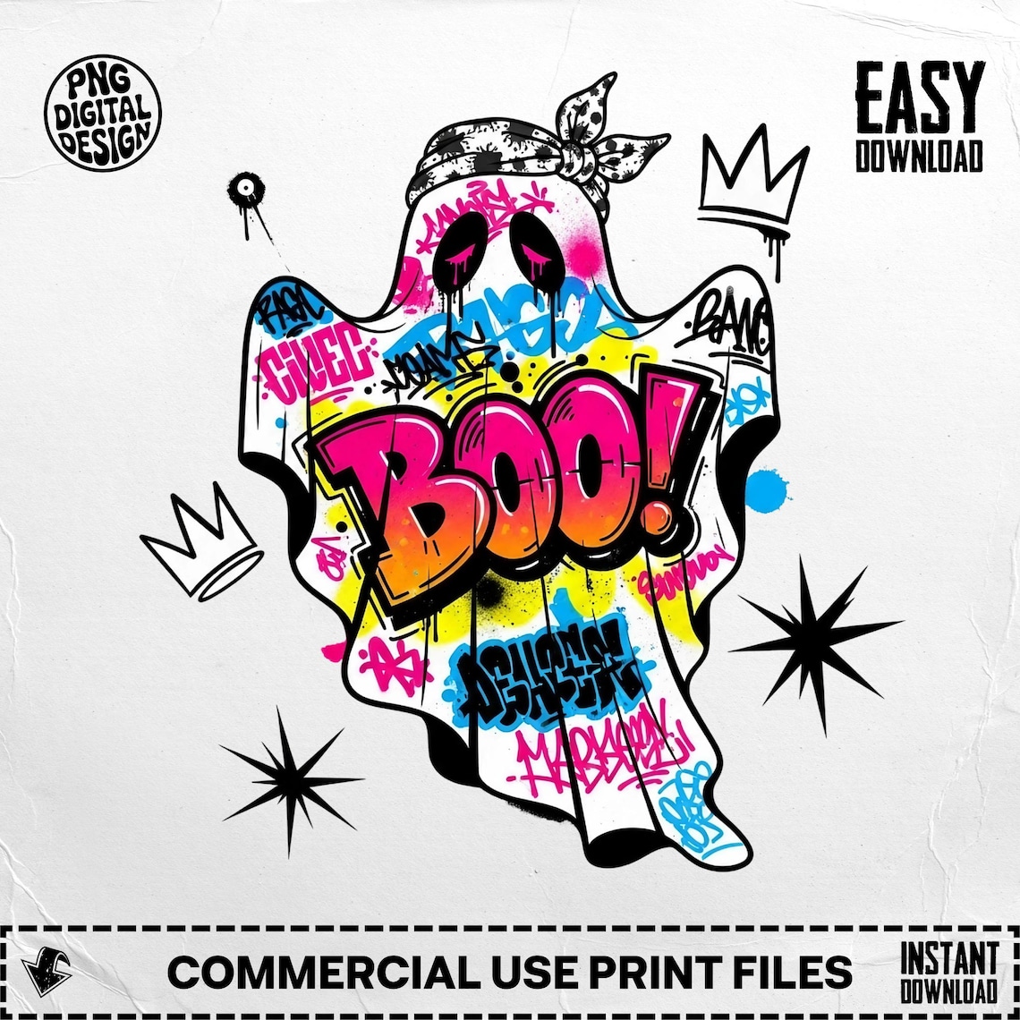Gangsta Boo Ghost PNG: Graffiti Bandana, Urban Halloween Design ...