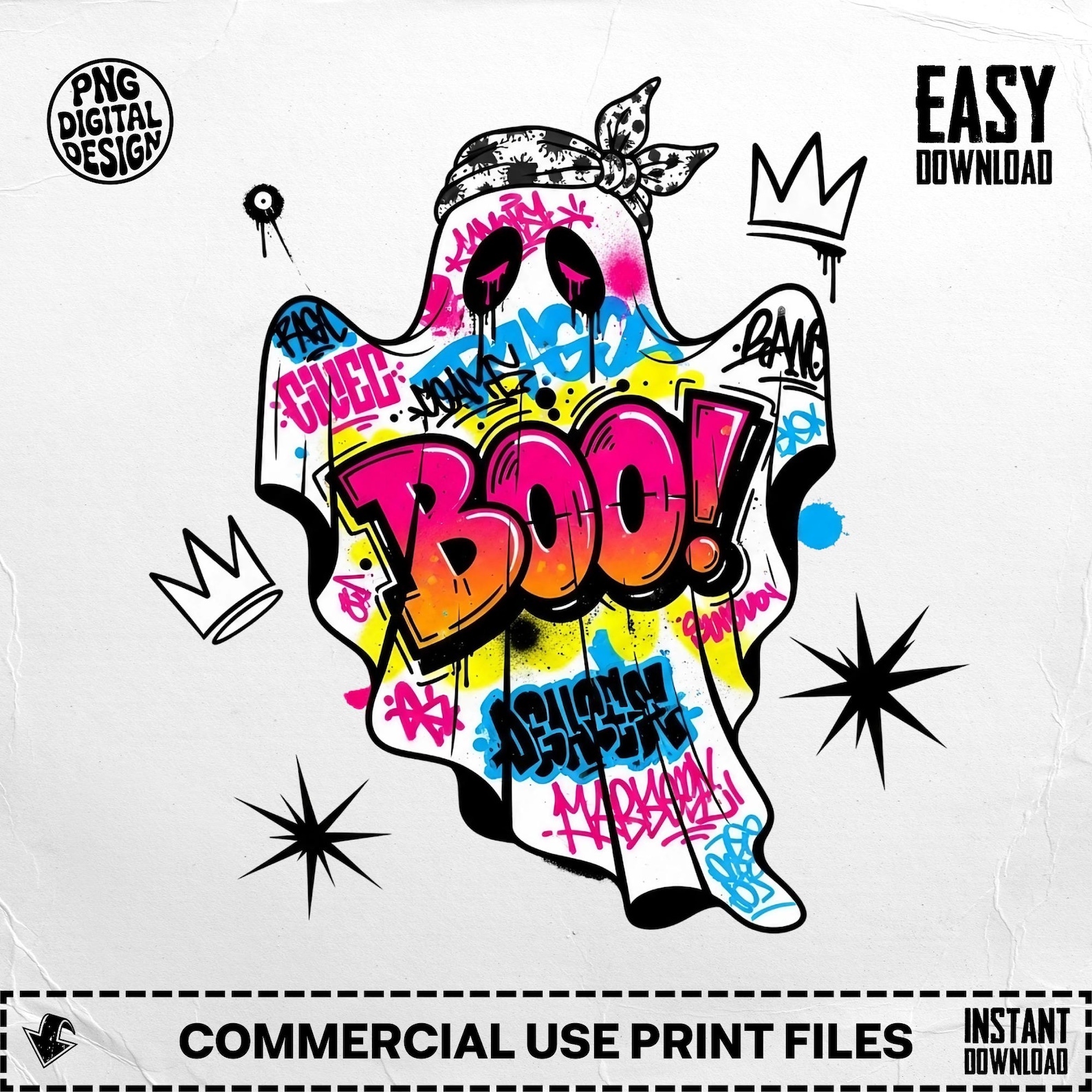 Gangsta Boo Ghost PNG: Graffiti Bandana, Urban Halloween Design ...