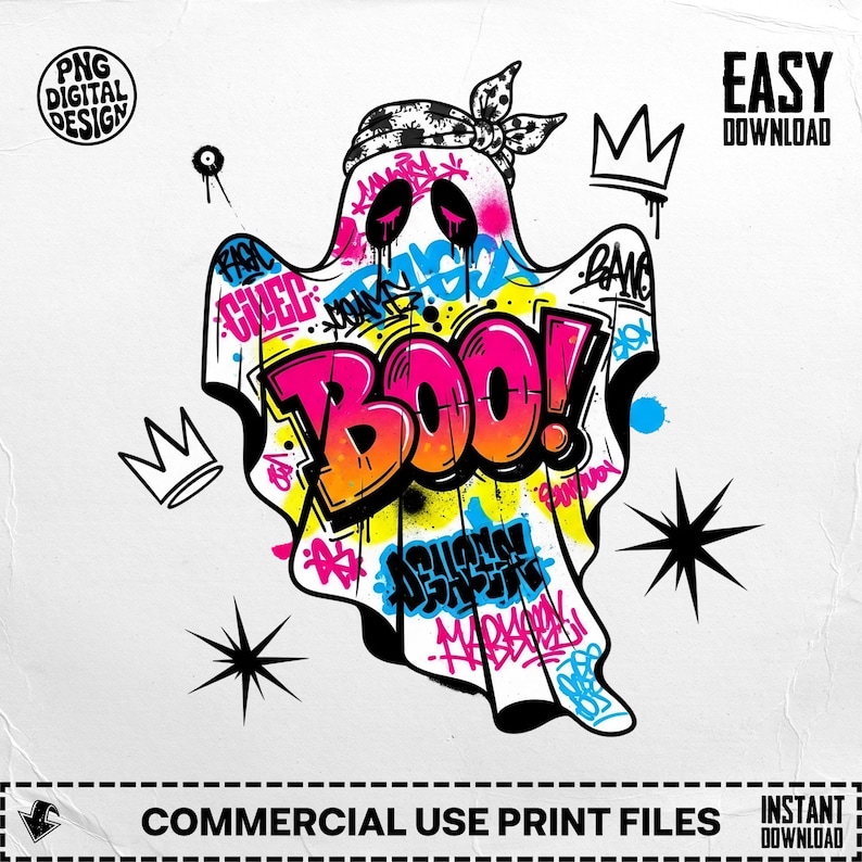 Gangsta Boo Ghost PNG: Graffiti Bandana, Urban Halloween Design ...