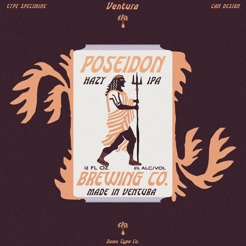 Ventura - Art Nouveau Display Font, Brush-inspired Serif, Retro Coastal ...