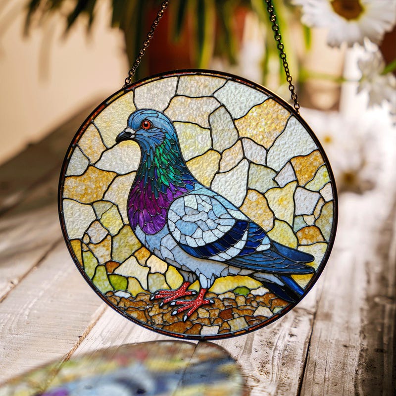 Pigeon Glass Suncatcher - Etsy