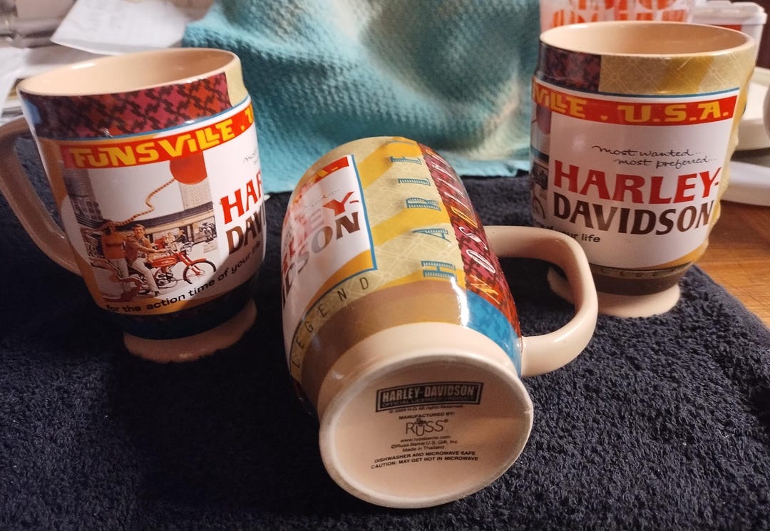 Licensed Harley Davidson Mugs, Set of 3. Funnsville,usa. Made by ...