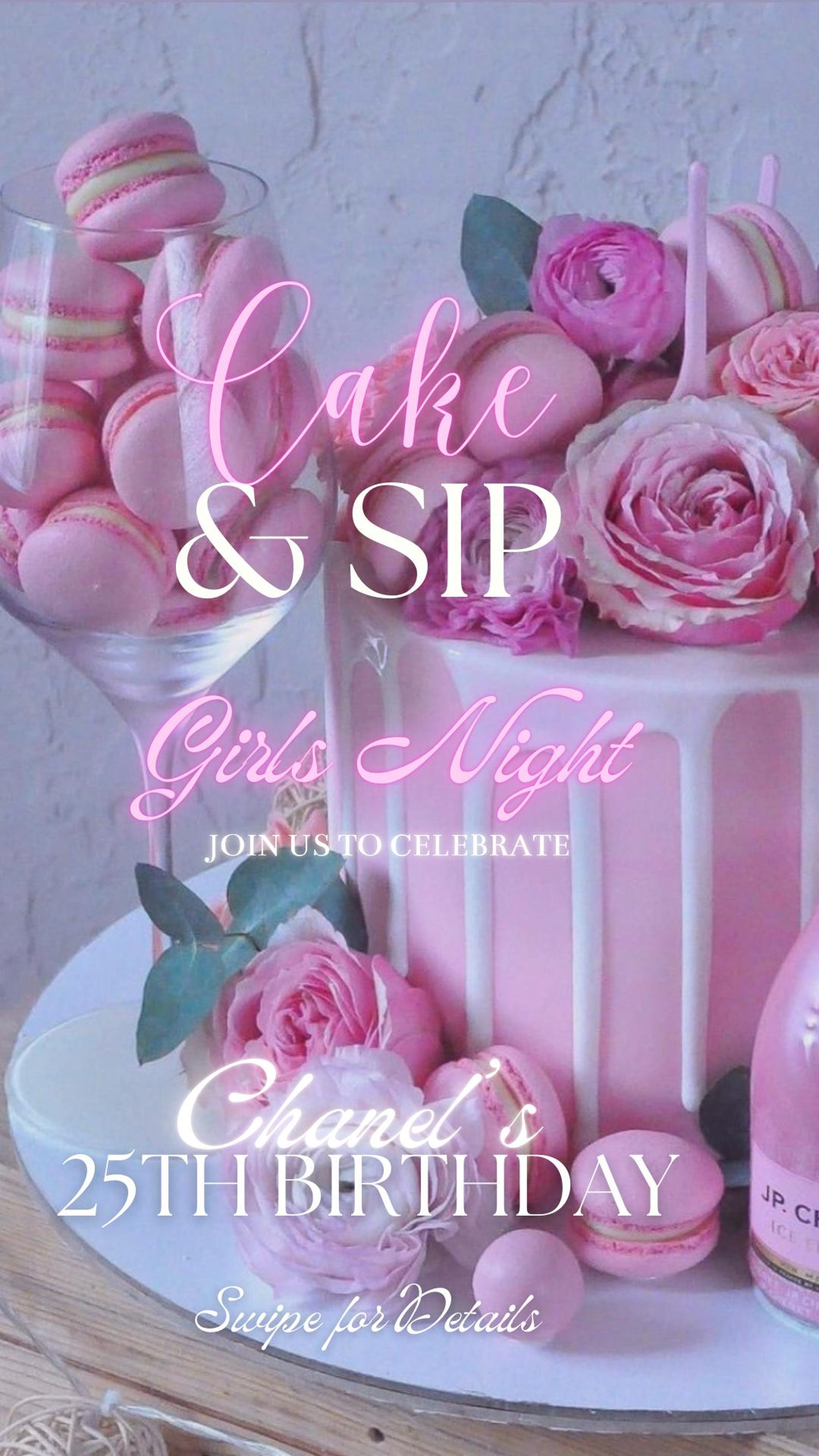 Digital Cake and Sip Party Invitation, Baking Party Invite, Birthday ...