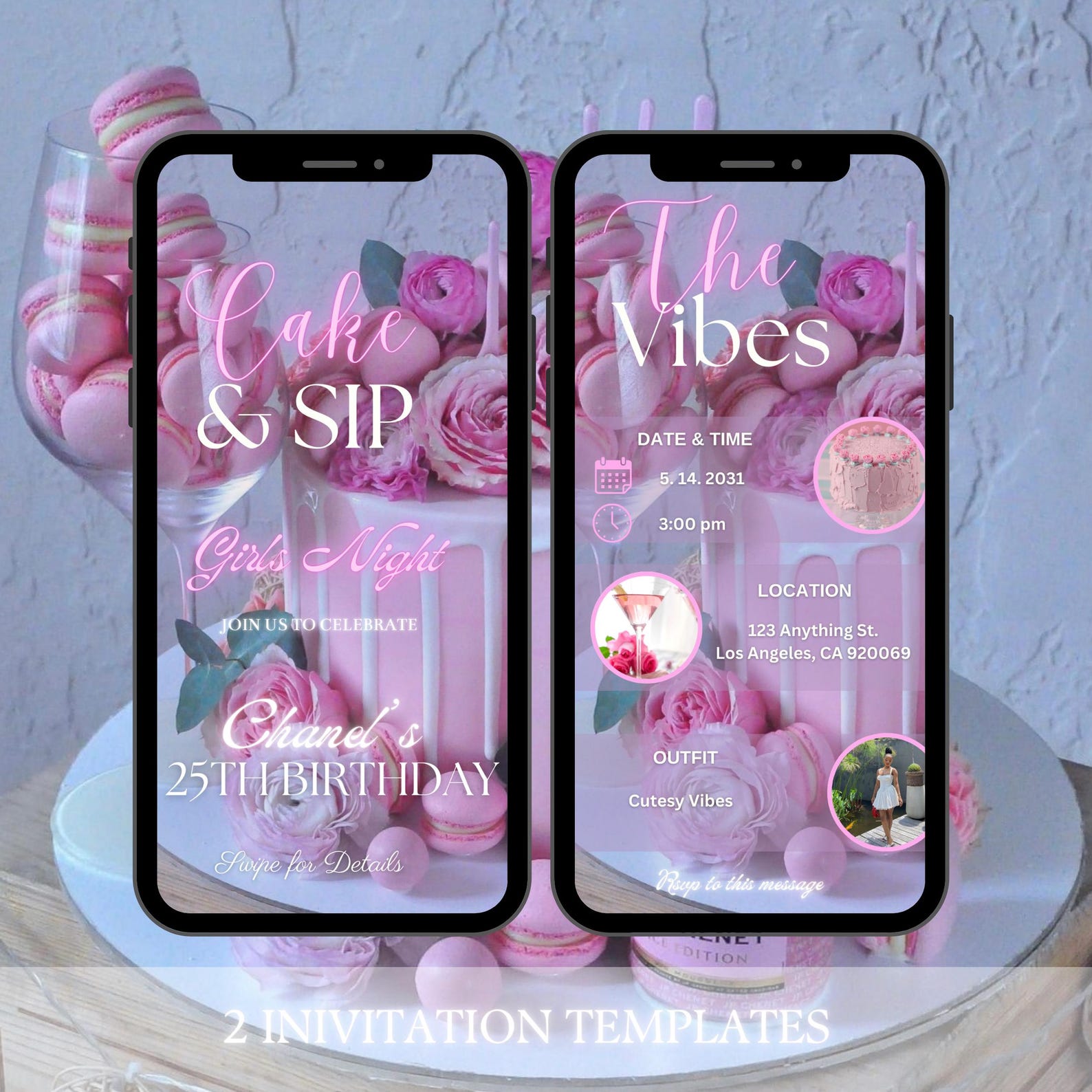 Digital Cake and Sip Party Invitation, Baking Party Invite, Birthday ...