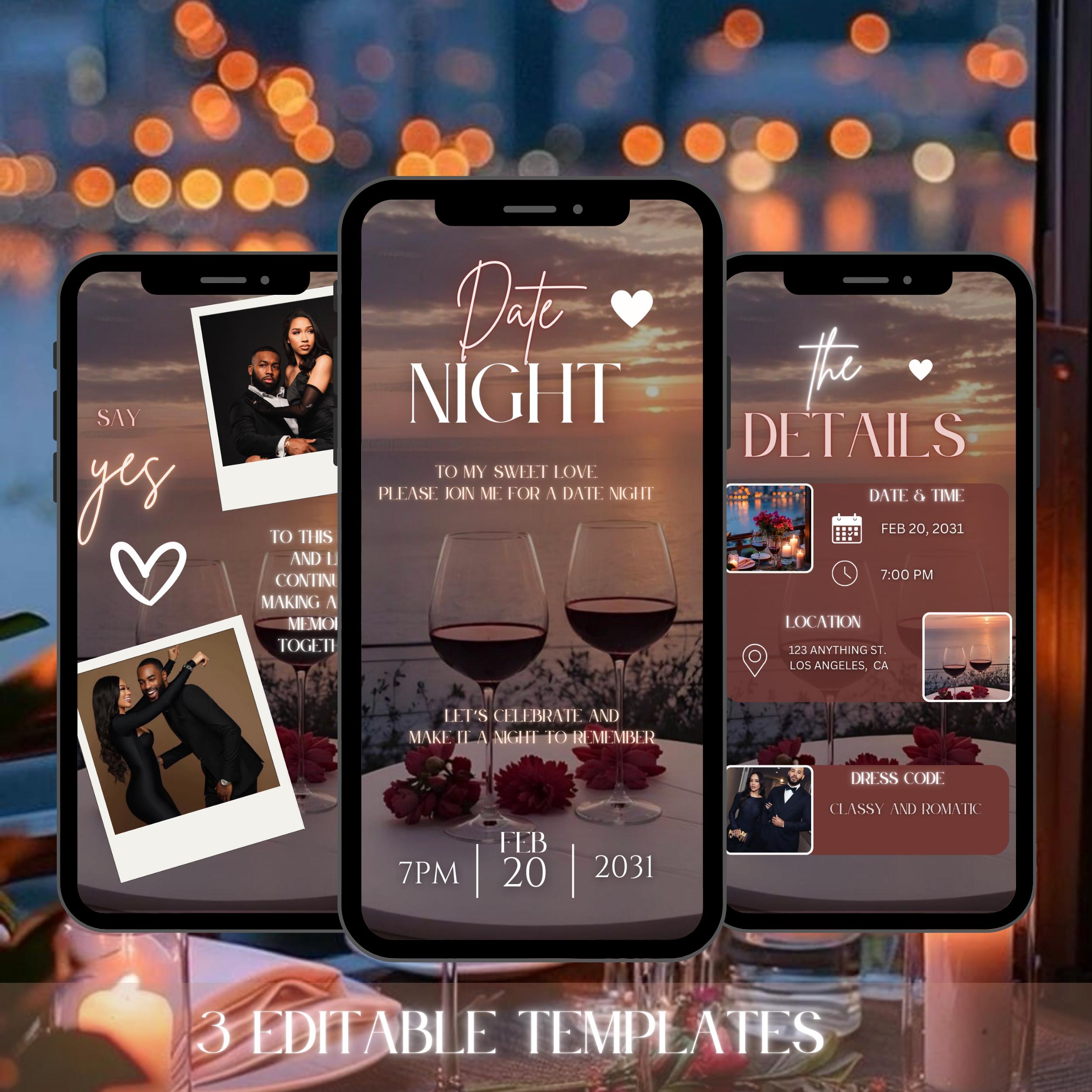 Date Night Invitation, Date Night Dinner Invitation, Romantic ...