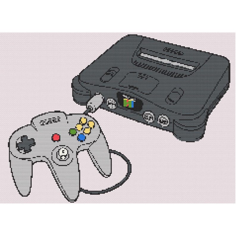 Nintendo 64 Cross Stitch Pattern | Retro Gamer Embroidery | N64 Console ...
