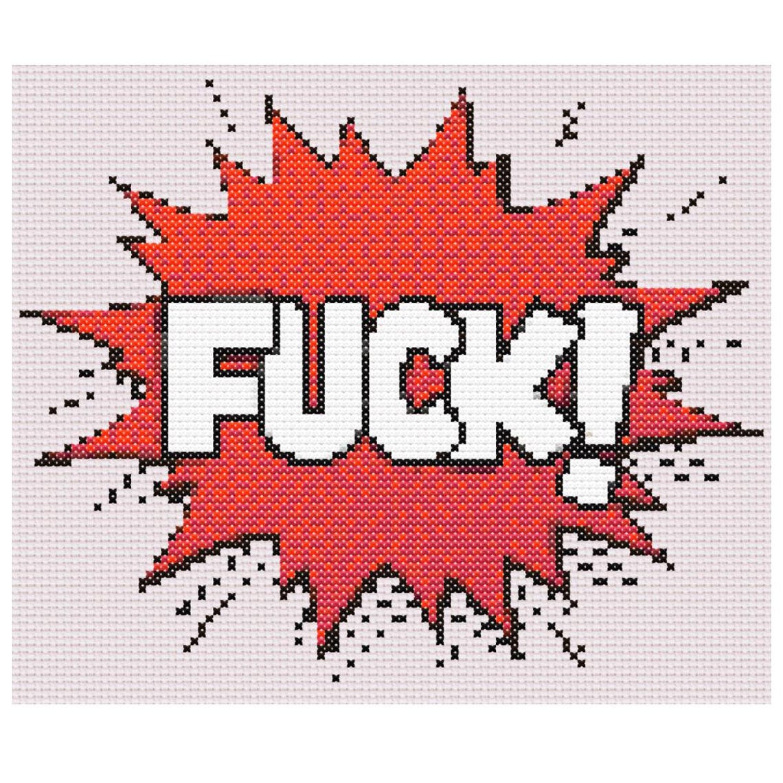 Cross-stitch Pattern | Comic Splat With "f@ck!" | Digital Download - Etsy