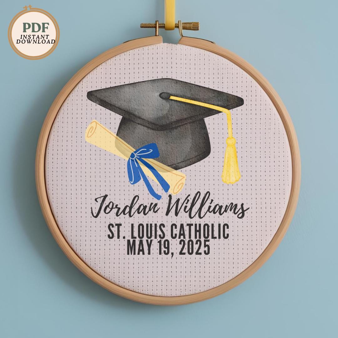 Custom Graduation Cross Stitch Pattern | Personalized Grad Cap ...