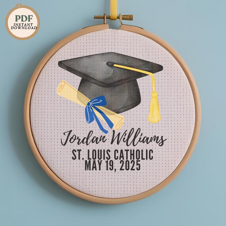 Custom Graduation Cross Stitch Pattern | Personalized Grad Cap ...
