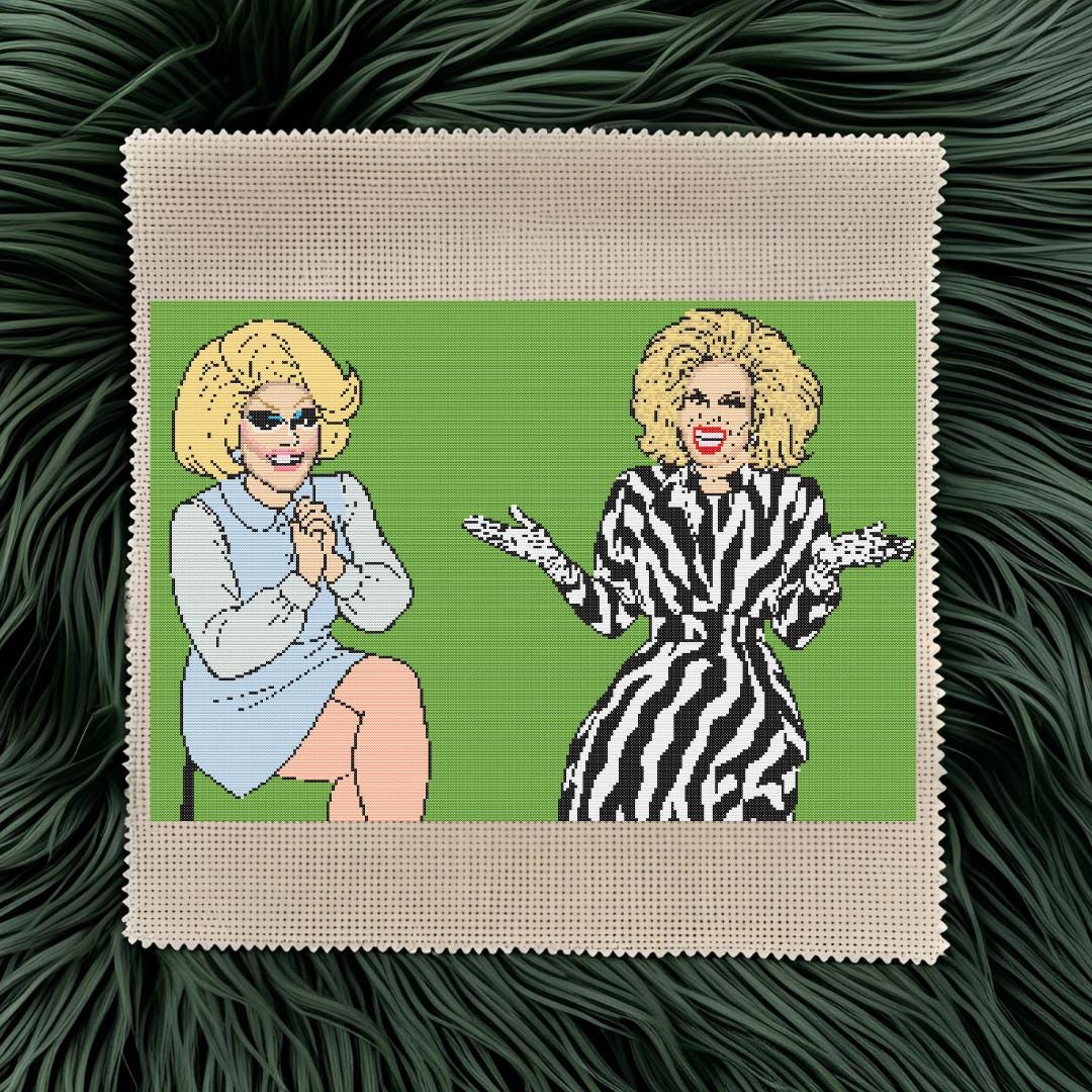 Trixie & Katya Cross Stitch Pattern – Unhhhh Drag Queen Embroidery ...