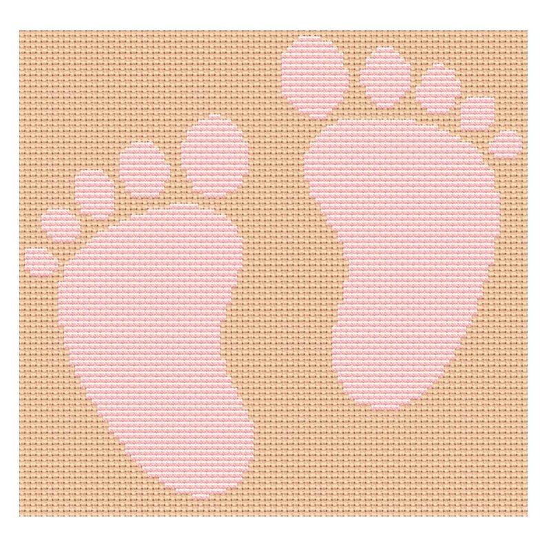 Baby Girl Footprints Cross Stitch Pattern | Instant Download PDF - Etsy