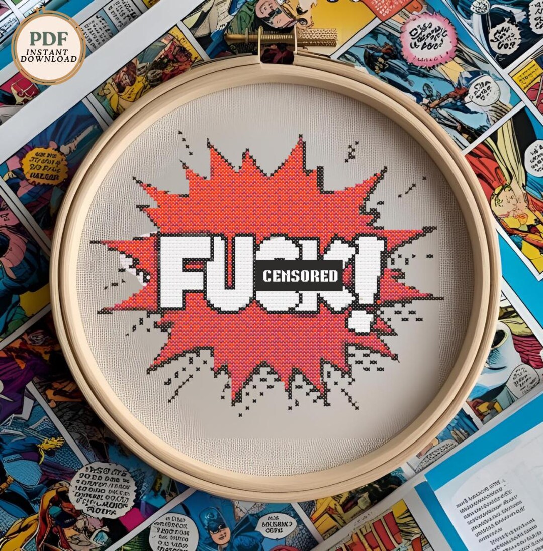 Cross-stitch Pattern | Comic Splat With "f@ck!" | Digital Download - Etsy