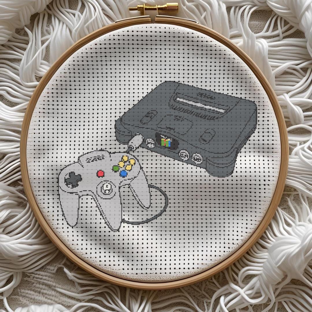 Nintendo 64 Cross Stitch Pattern | Retro Gamer Embroidery | N64 Console ...
