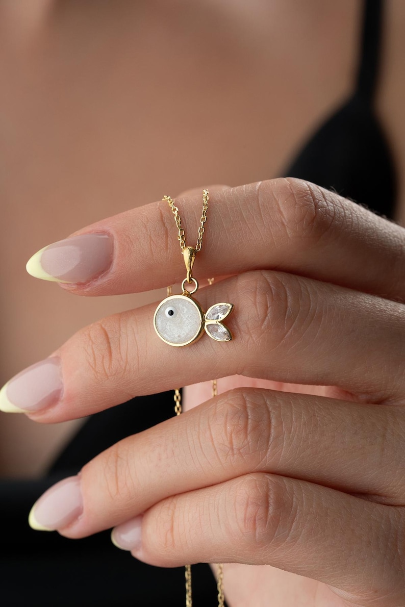 Minimal Fish Pendant Necklace Mother Pearl Ocean Inspired Jewelry ...