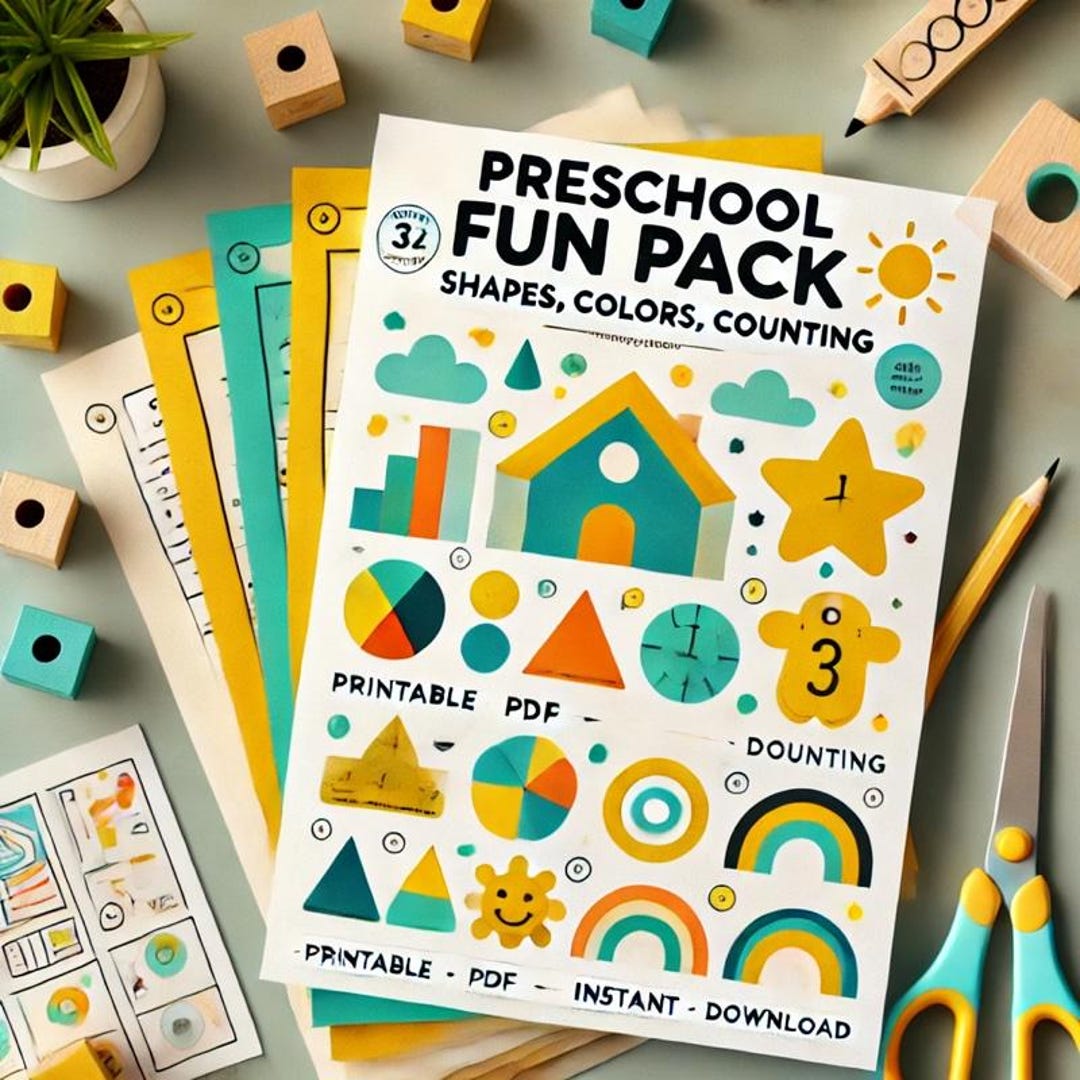 Preschool Fun Pack | Shapes, Colors, Counting Worksheets | Early ...