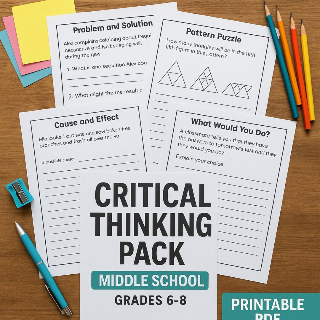 Middle School Critical Thinking Pack – Grades 6–8 | Printable PDF - Etsy