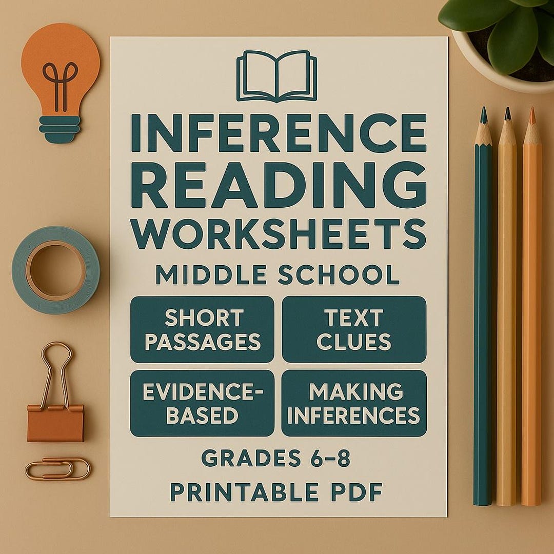 Inference Reading Worksheets | Middle School ELA PDF | Grades 6–8 Skill ...