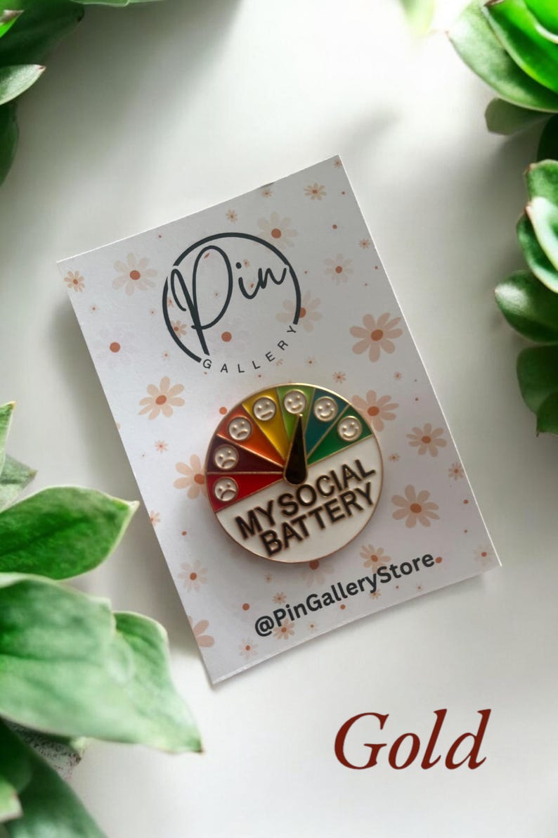Social Battery Enamel Pin With Moving "emotion's" Slider - Anxiety ...