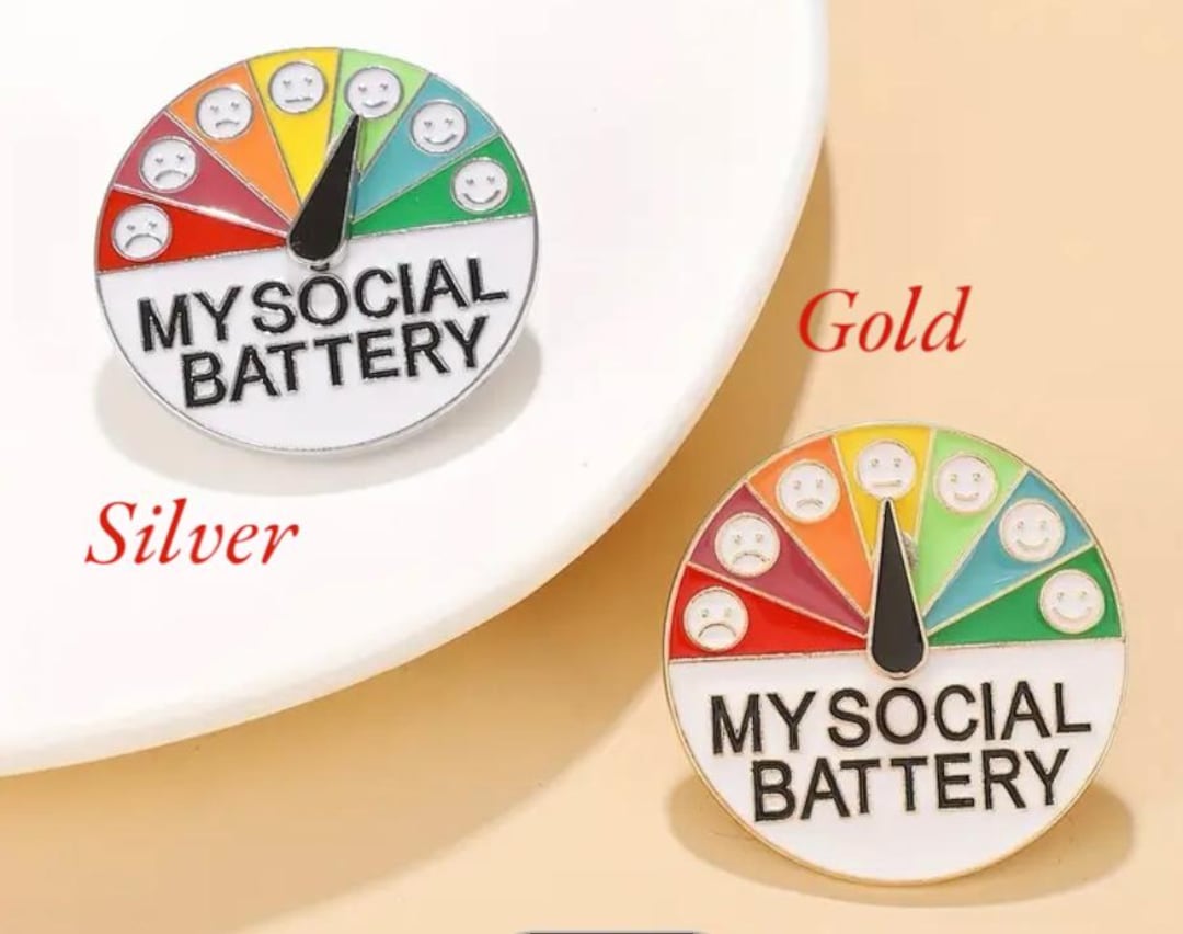 Social Battery Enamel Pin With Moving "emotion's" Slider - Anxiety ...