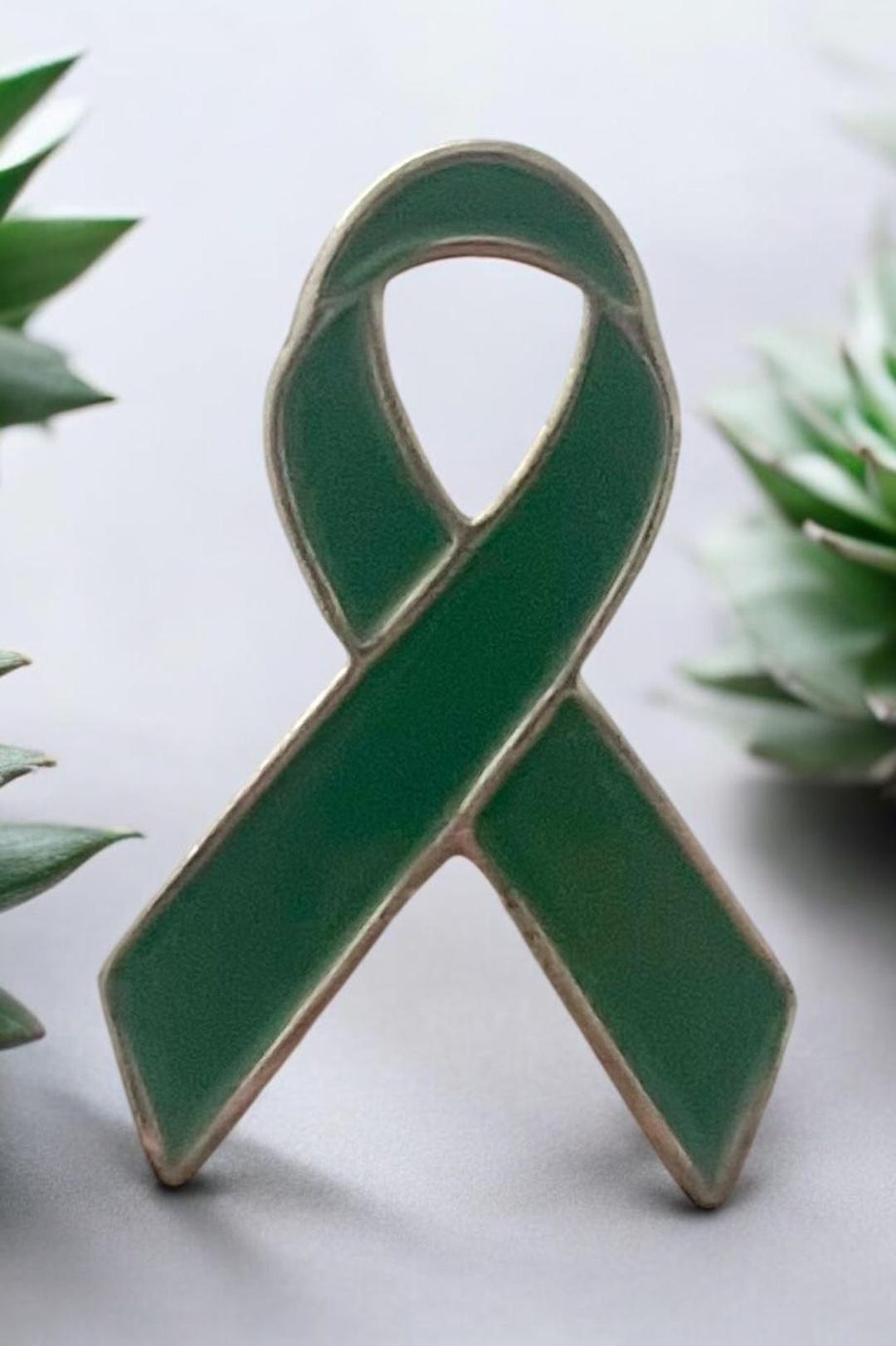 Green Mental Health Awareness Ribbon Enamel Pin - Symbolises Hope ...