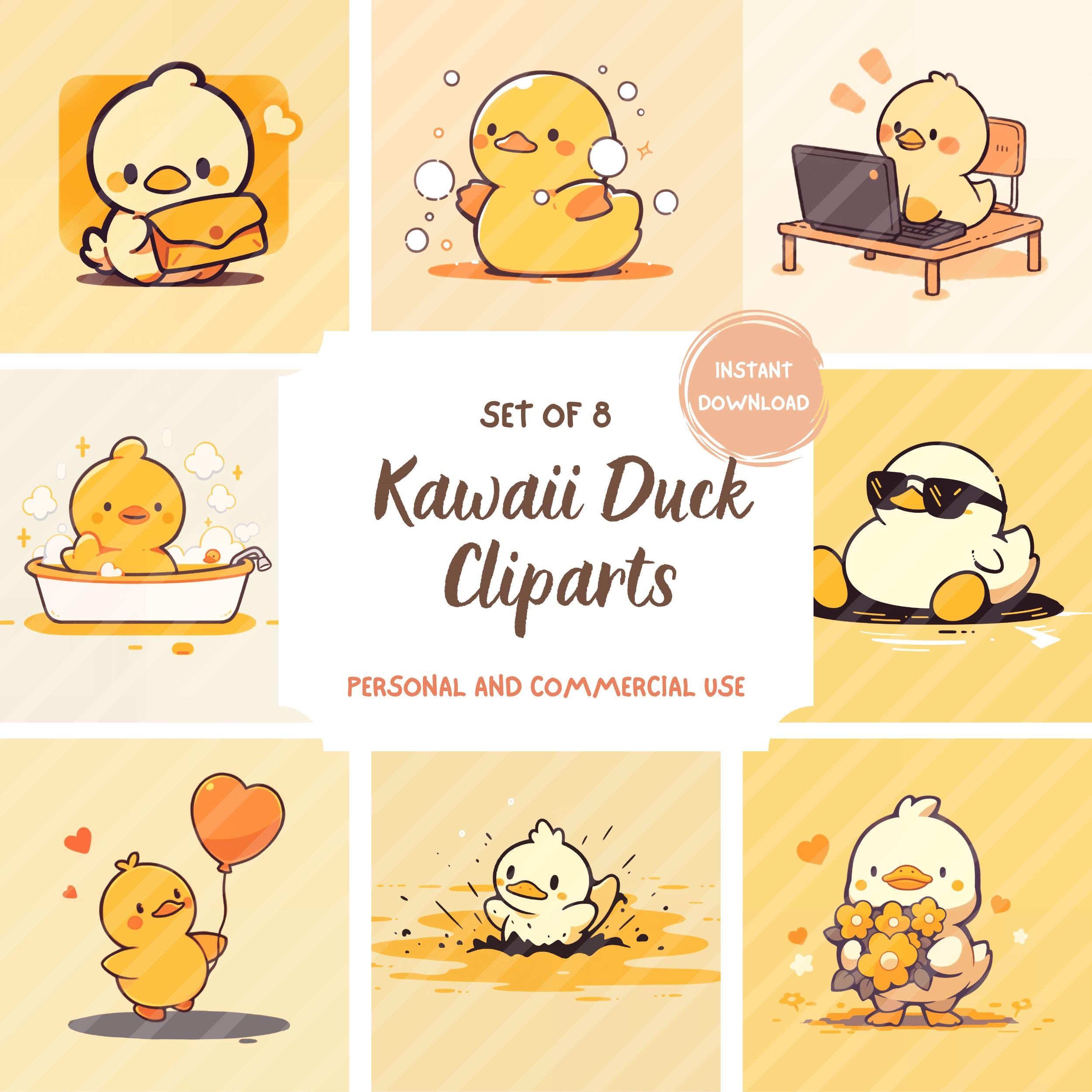 Duck Clipart | Cute Kawaii Duckling Quack | Digital PNG Instant ...