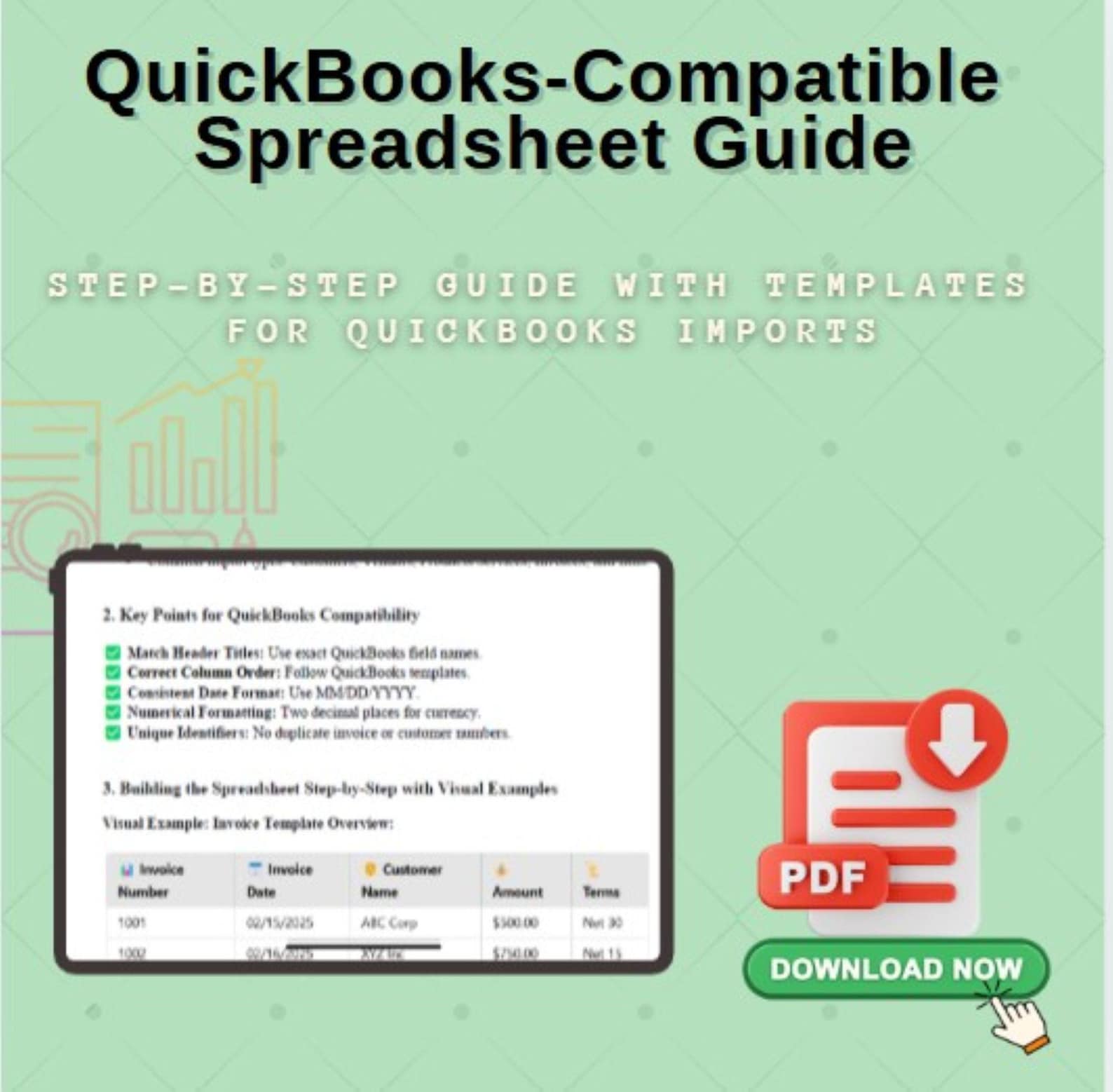 Quickbooks-compatible Excel Spreadsheet Guide With Example Templates ...